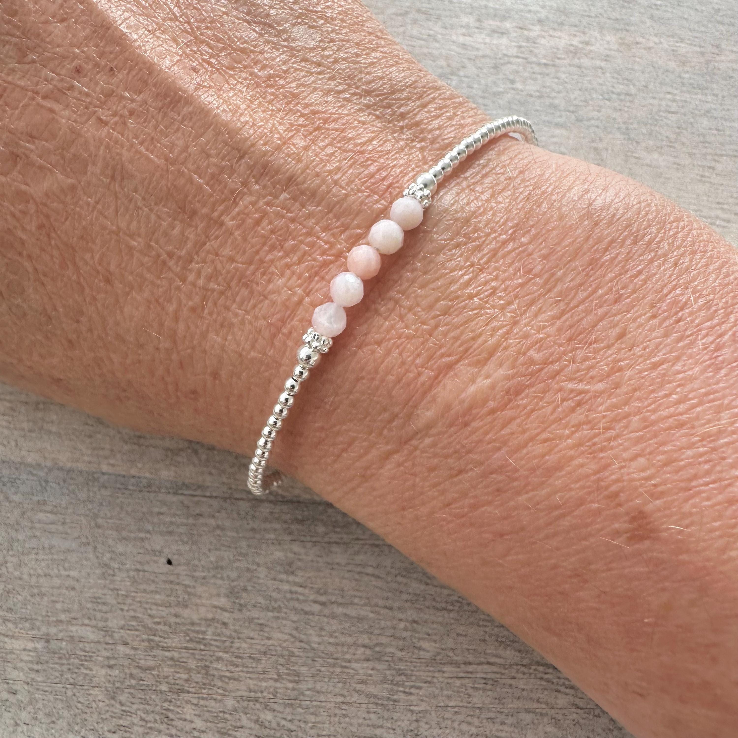 Pink Opal Bracelet, October Birthstone Jewellery – Dainty Rocks Jewellery